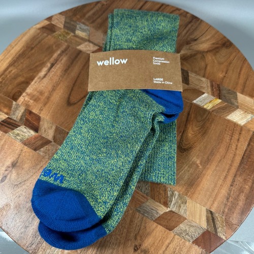 Wellow Premium Compression Socks Large Men Blue Green Bamboo Blend | eBay