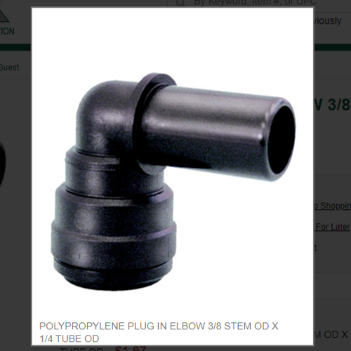 POLYPROPYLENE PLUG IN ELBOW 3/8 STEM OD X 1/4 TUBE OD # PP221208W | eBay