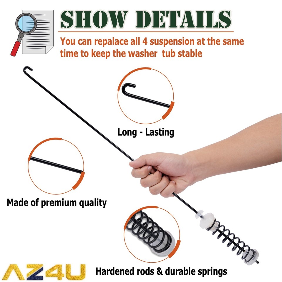 26.7in W10821956 W10780045 Suspension Rod Kit for Whirlpool Kenmore ...