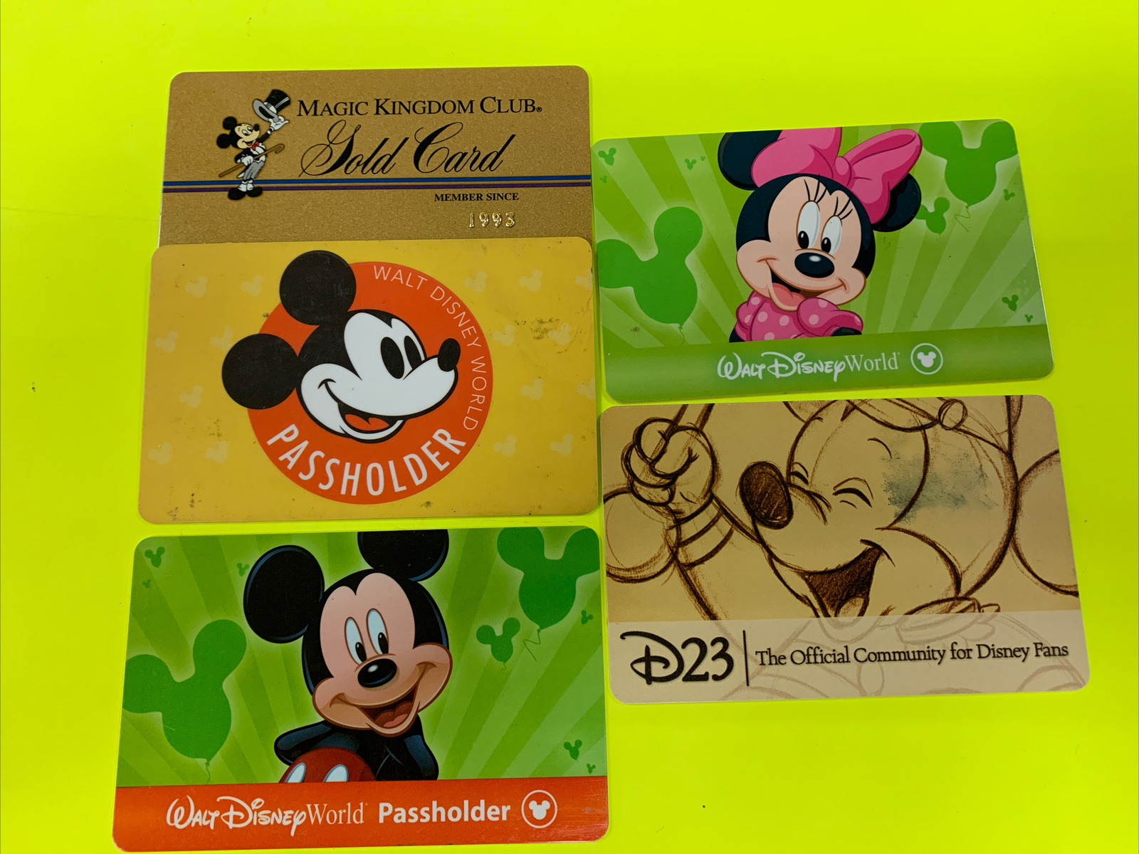 Walt Disney World Lot Of 11 Passes/Club Cards/Gold Card/D23 ID Years ...
