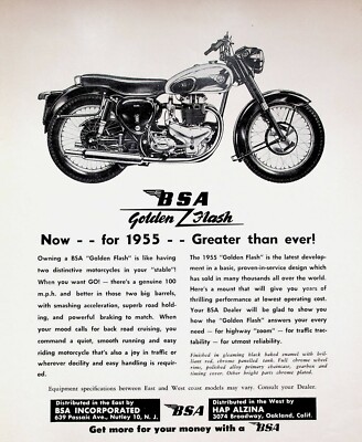 1955 BSA Golden Flash - Vintage Motorcycle Ad | eBay UK