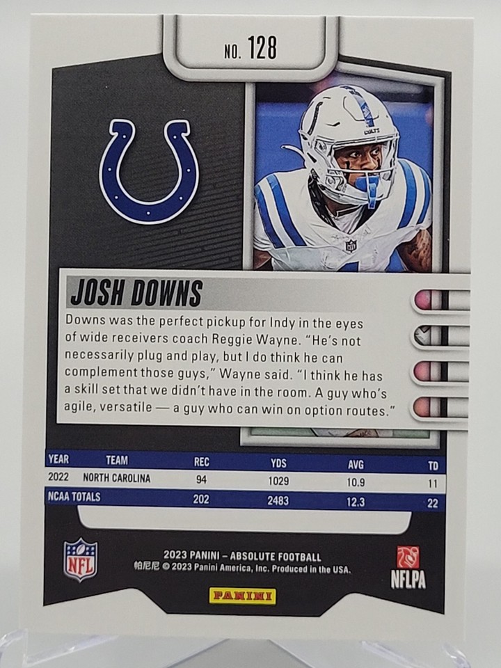 2023 PANINI ABSOLUTE JOSH DOWNS BASE ROOKIE FOOTBALL CARD COLTS NFL ...