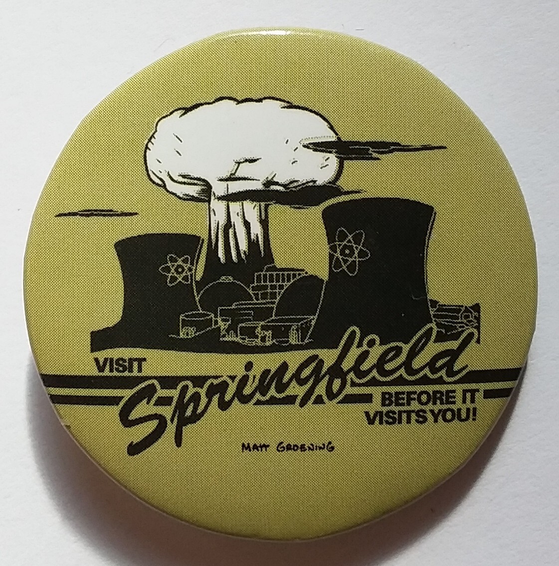 THE SIMPSONS LARGE BUTTON BADGE 3.8cm 1.5" Springfield Nuclear Power ...