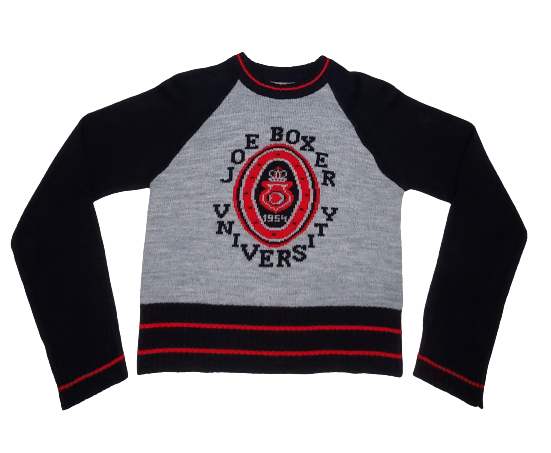 Joe Boxer Black & Gray Vintage University Long Sleeve Knit Sweater ...
