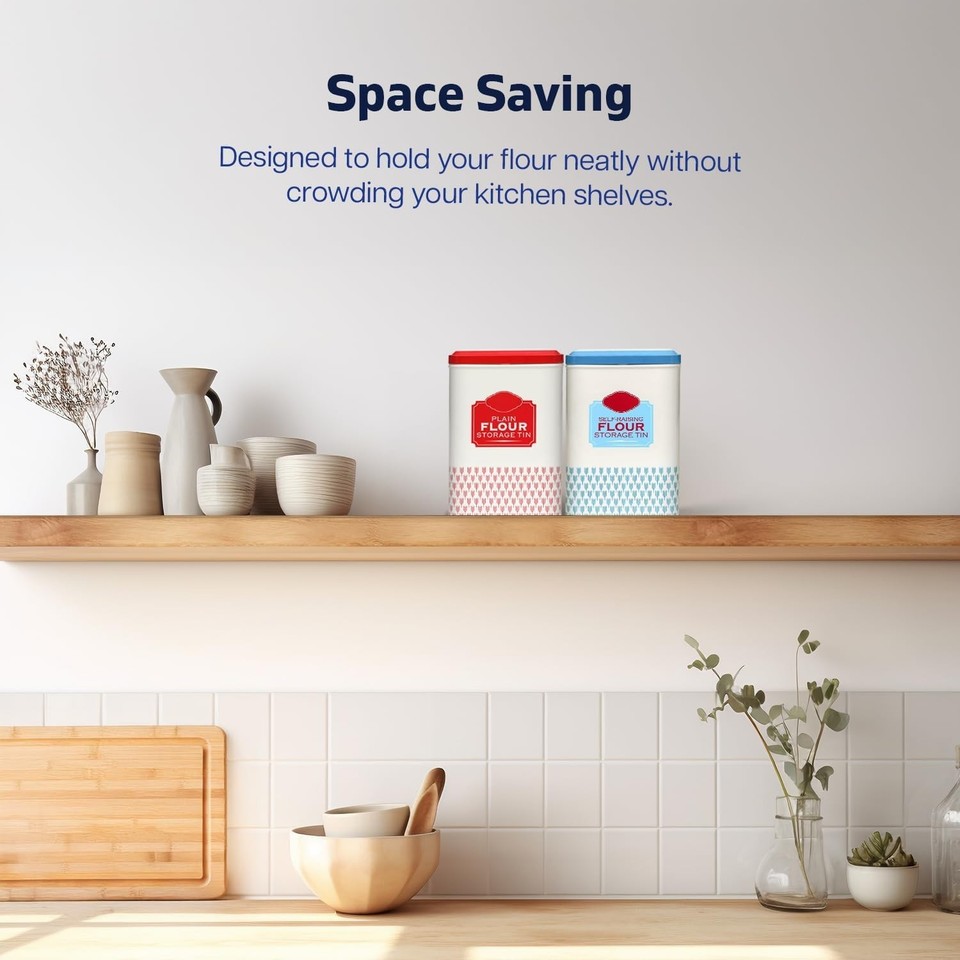 Flour Storage Plain & Self Raising Retro Style Tins Containers Kitchen ...