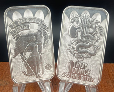 Lot of ( 2 ) Unity & Liberty Symbol - 1 oz .999 Fine Silver Bars | eBay
