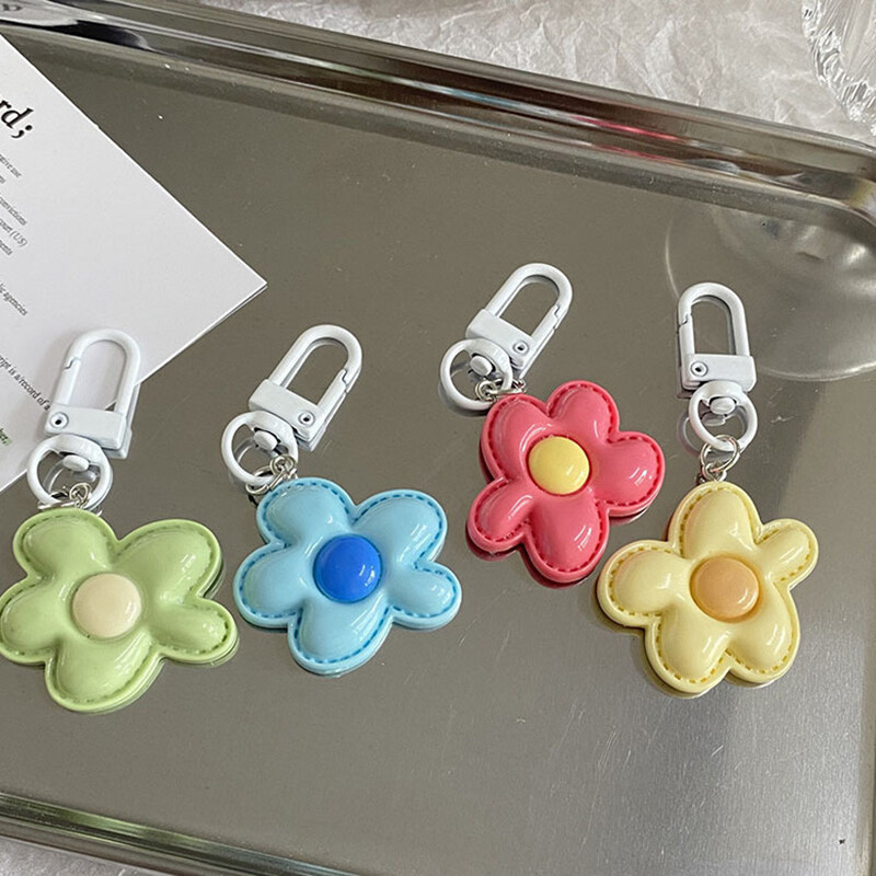 Colored Flower Keychain Heart Flower Bag Pendant DIY Candy Color Key ...