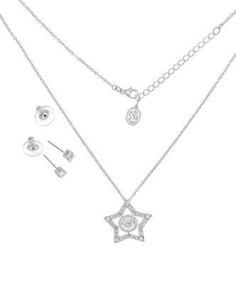 New SWAROVSKI Brand Sparkling Crystal Stella Necklace Stud Earring Set ...