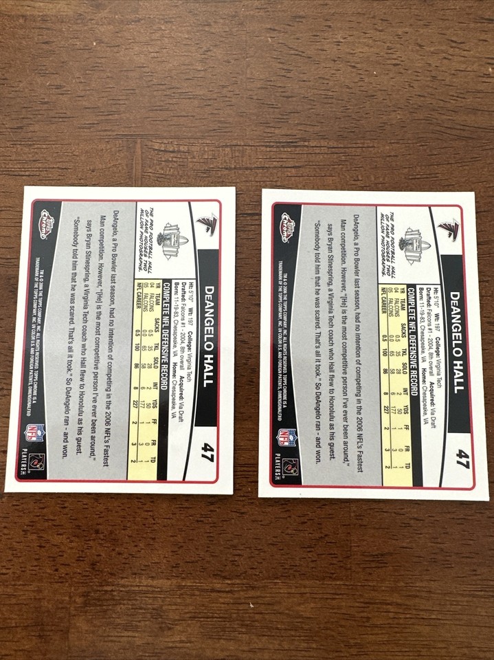 (2) 2006 Topps Chrome Refractors Atlanta Falcons Cards #47 DeAngelo ...