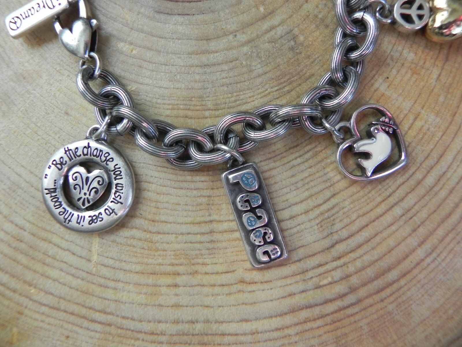 Brighton~PEACE Charm Bracelet up to 8 1/2" Retired | eBay
