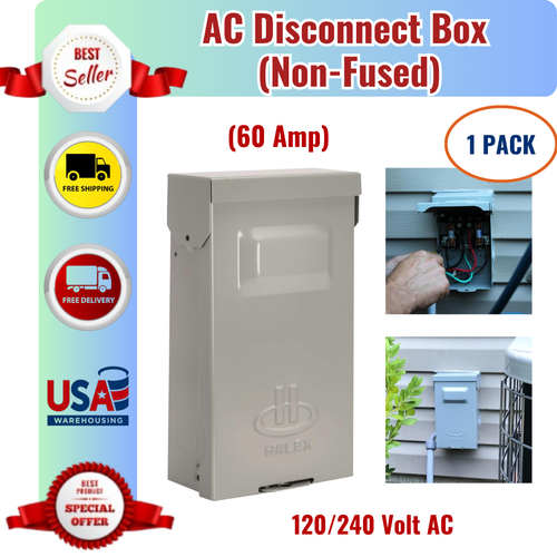 Ac Disconnect Box Electrical 60 Amp 120/240-volt Non-fuse Metallic ...