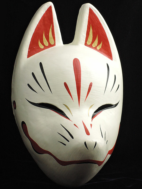 Komendo Full Face Fox Mask SUZUNE Kitsune Handmade Painted Japan Party ...