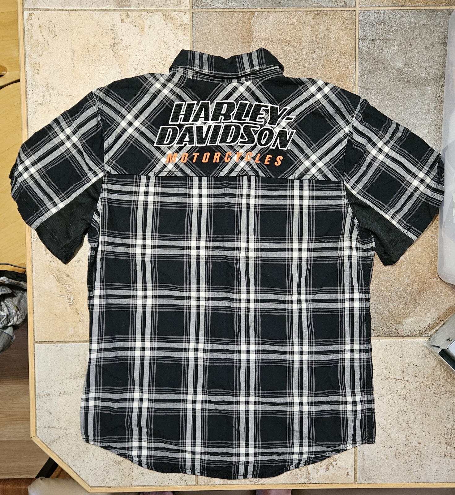 Mens Harley Davidson Button Up Shirt Sz L 44 Chest Black White Ebay