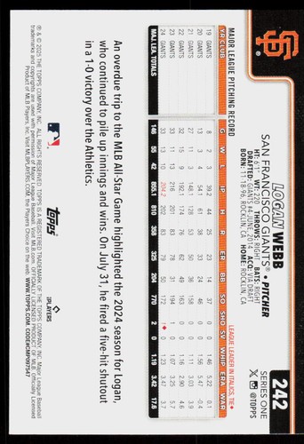 2025 Topps Logan Webb #242 BASEBALL San Francisco Giants | eBay