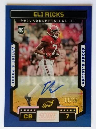 2023 Score Football Eli Ricks RC Artist's Proof Auto /35 Philadelphia Eagles 390 | eBay