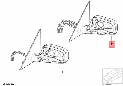 Genuine BMW Alpina B7 E65 Exterior Mirror without Glass Heated Left ...