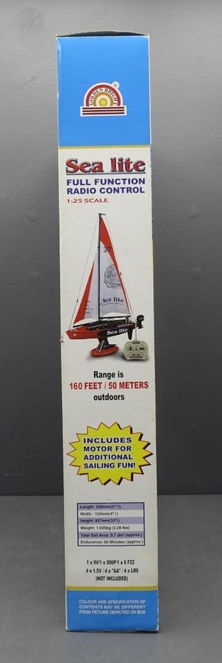 Sea Lite 1:25 Scale Radio Controlled 21" x 33" Red Sail Boat 26.995 MHz ...