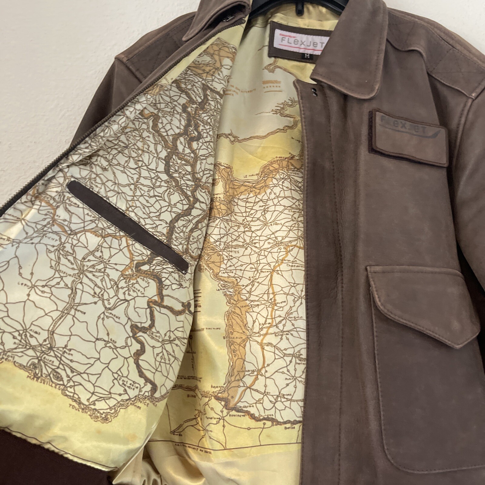 Flex Jet Bomber Pilot Men’s Brown Leather Bomber Jack… - Gem