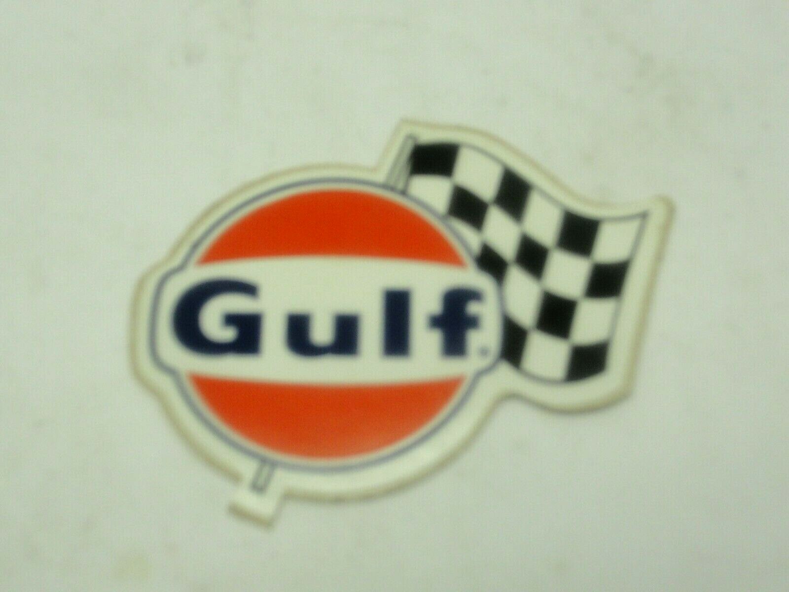 ORIGINAL 2 1/2" x 3 1/4" GULF RACING CHECKERED FLAG GASOLINE OIL DECAL ...