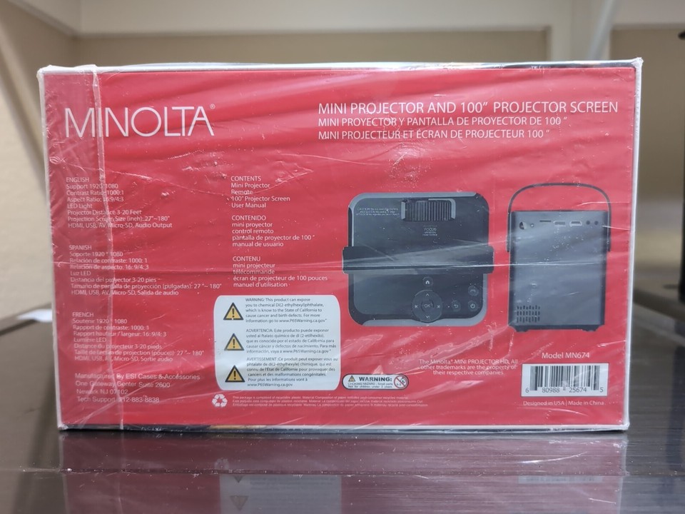Minolta MN674 Portable Projector Bundle Pack With 100 Inch Screen | eBay