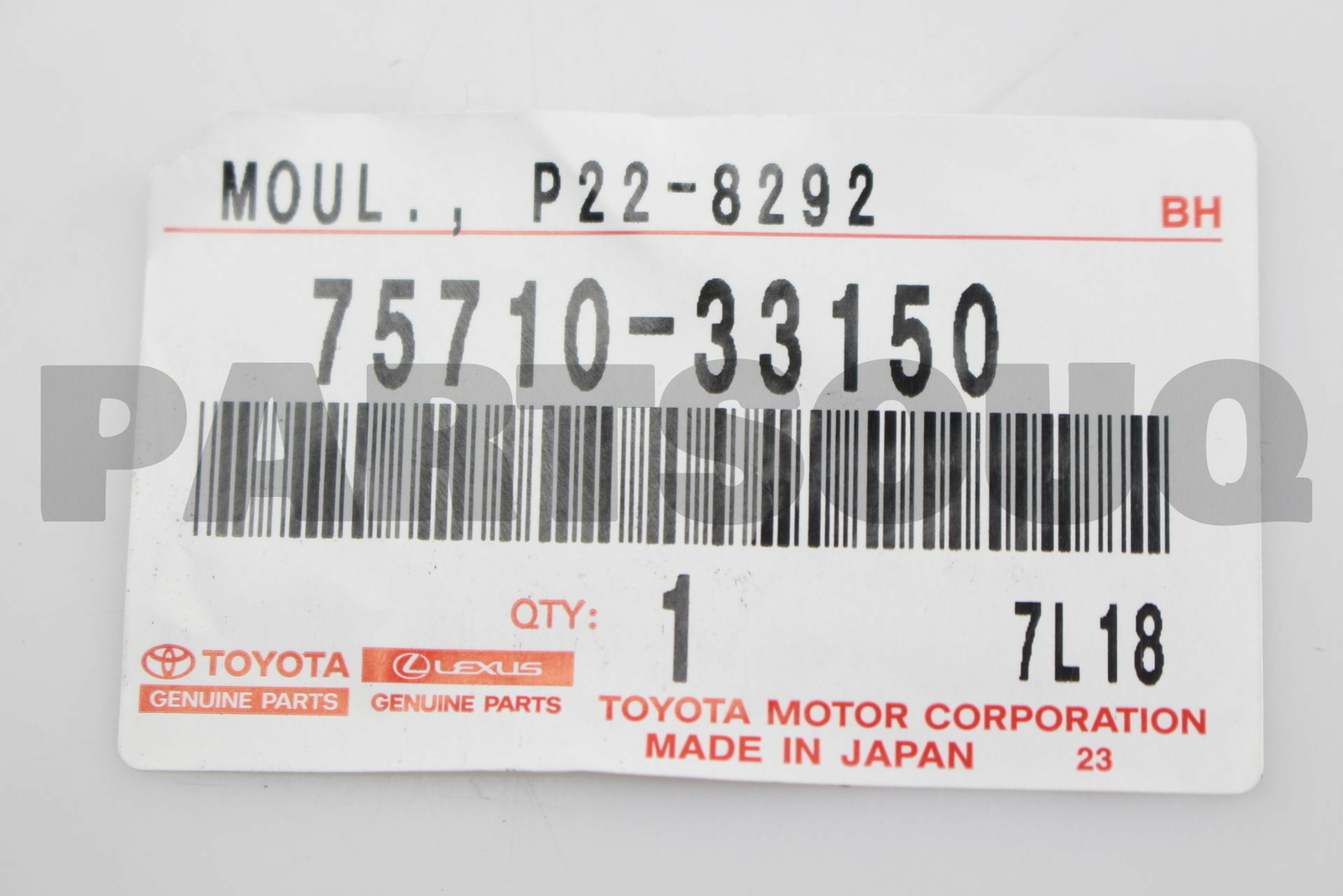 7571033150 Genuine Toyota MOULDING ASSY, FRONT DOOR BELT, RH 75710 ...