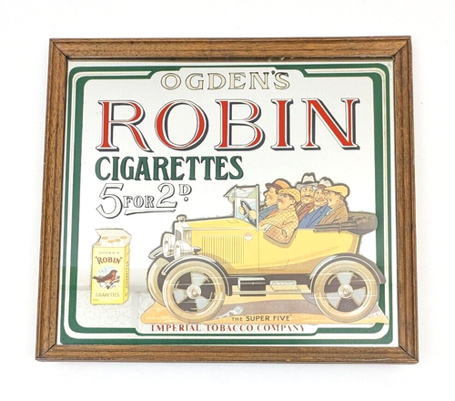 Vintage Ogden’s Robin Cigarettes Glass Mirror Pub Bar Sign ~ LARGE 18 ...