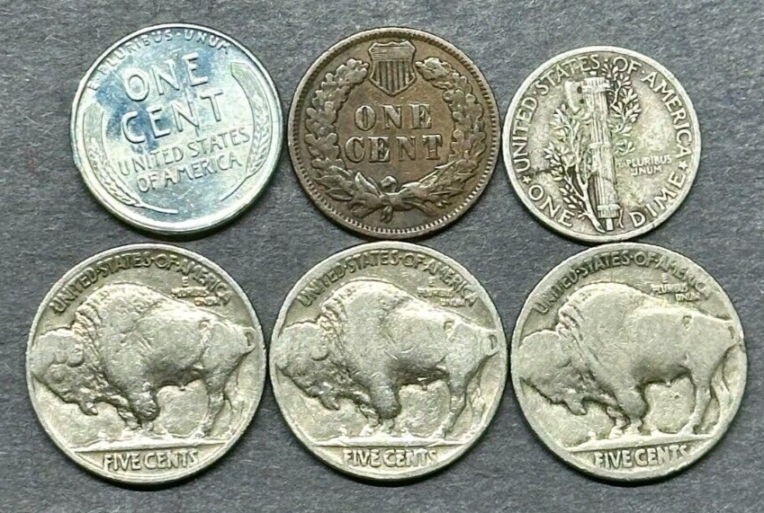 ESTATE SALE OLD US COINS STARTER LOT SILVER DIME BUFFALO NICKELS ...