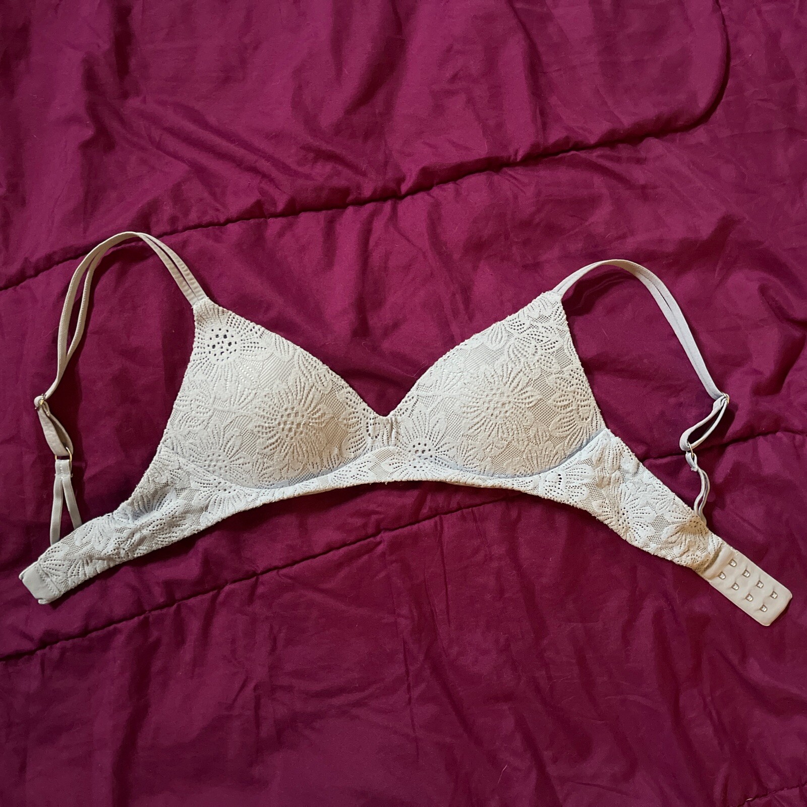 Aerie Real Sunnie Wireless Bra 32B Blue Lace Sexy Bralette Women Teens ...