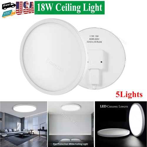 5X 18W LED Surface Mount Fixture Ceiling Light Bedroom Kitchen Round ...