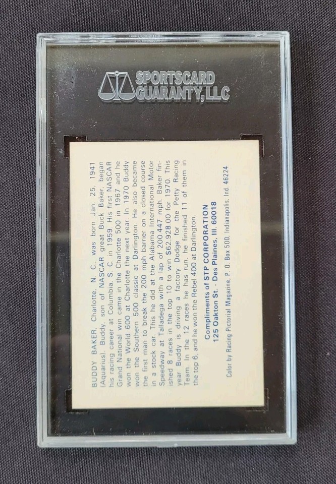 1972 STP Buddy Baker NASCAR Rookie Card, SGC Graded 5.5 EX+ | eBay