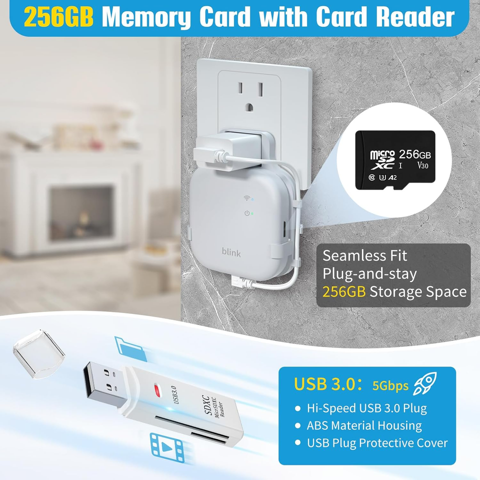 256GB Micro SD Card & Outlet Wall Mount for Blink Sync Module XR with Short Cabl | eBay