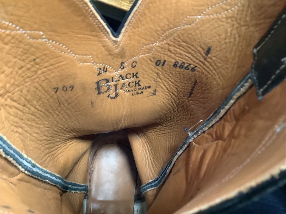 VTG MENS BLACK JACK COWBOY BOOTS RATTLESNAKE SKIN YELLOW BROWN SIZE 8 C ...