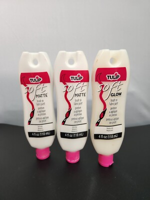 Tulip Soft Matte Fabric Paint 4oz - White and Glow (Natural) , lot of 3 ...