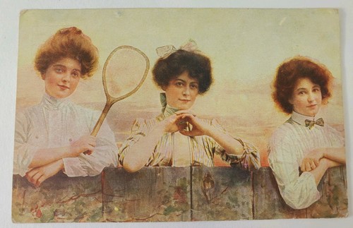 1909 Victorian Women w/ Tennis Racket Vintage Postcard | eBay