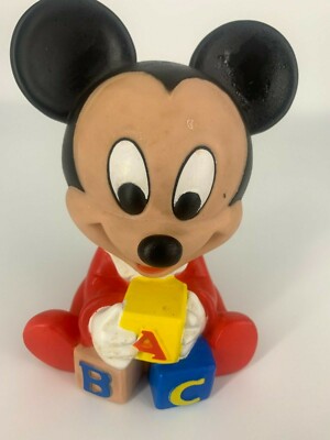 Vtg 1984 WALT DISNEY CO Shelcore MICKEY MOUSE Squeaky Rubber Toy Doll ...