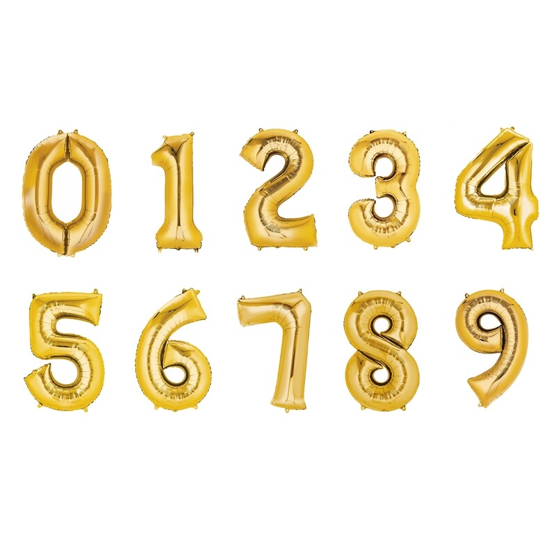 1 pc Gold 40" NUMBERS Festive Mylar Foil Balloon Party Birthday ...