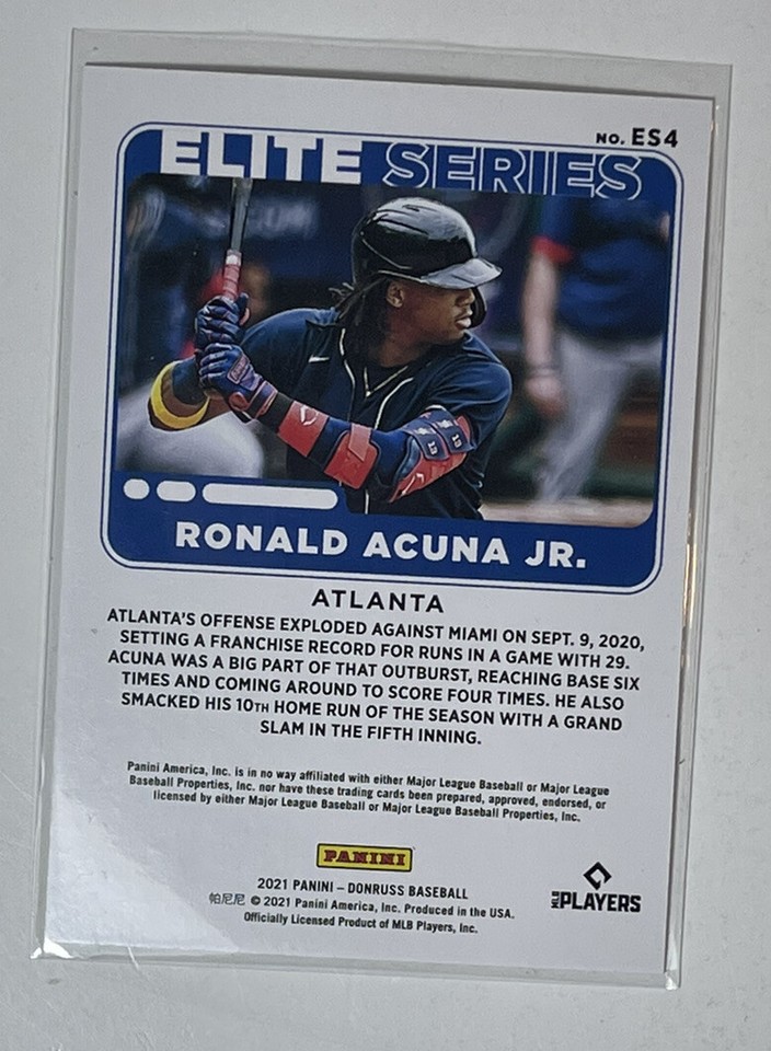 2021 Donruss Ronald Acuna Jr. Elite Series Rapture Parallel #ES4 ...
