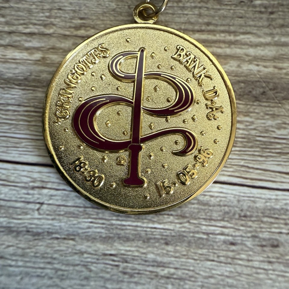 Harry Potter Gold Galleon Coin in Gold Keychain Gringotts Bank ...