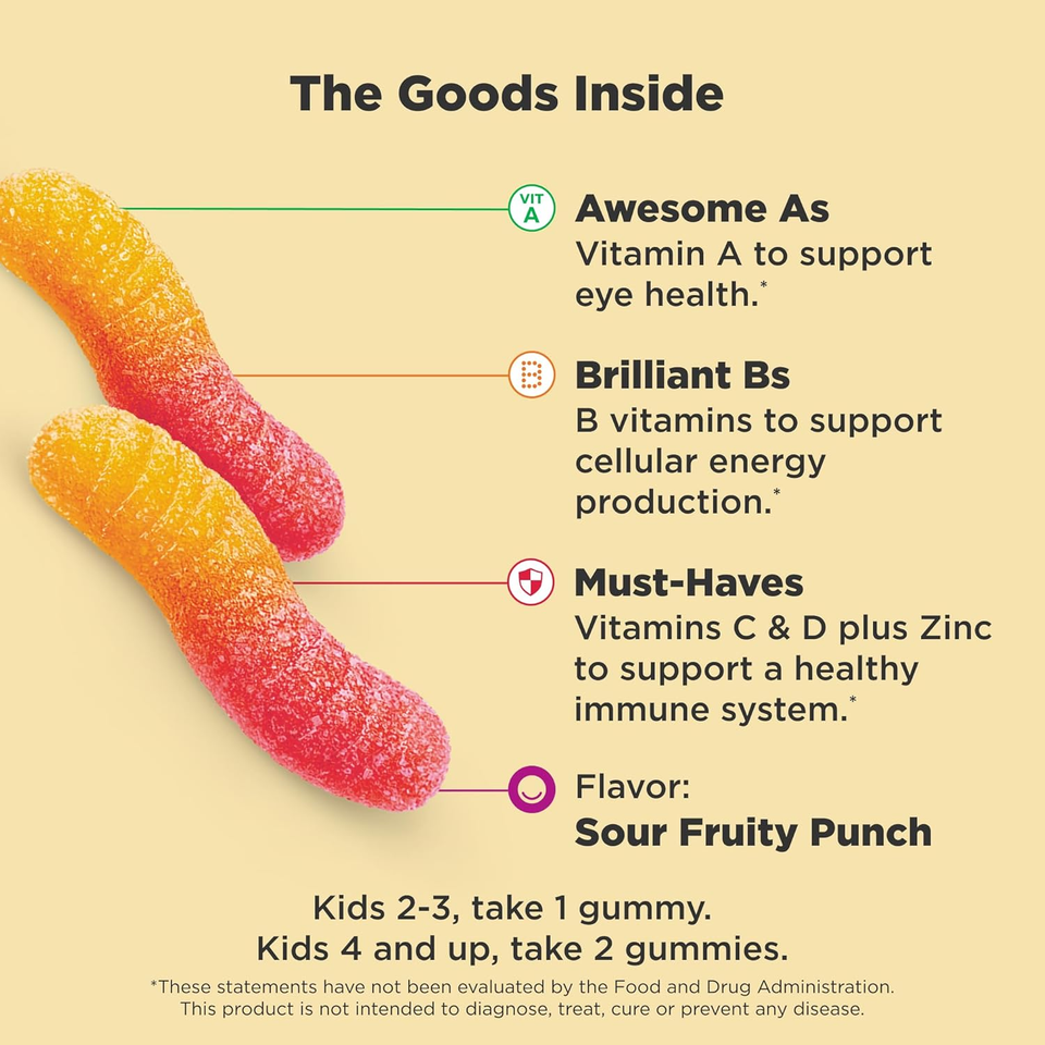 OLLY Kids Multivitamin Gummy Worms, Overall Health and Immune Support ...
