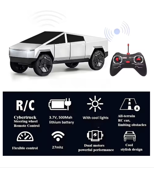 1:24 RC Cybertruck 4WD Off-Road Remote Control Car High-Speed LED Truck ...