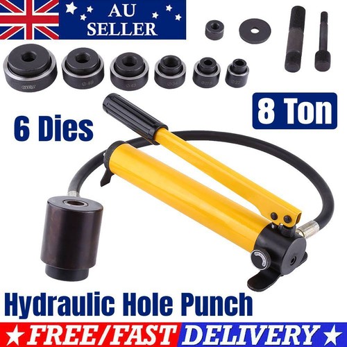 6 Dies Hydraulic Punch Driver Knockout Hole Puncher Kit 8 Ton 22-60mm ...