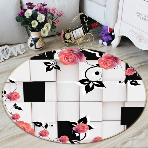 3D Pink Rose Flower Square ZHUA2746 Game Non Slip Rug Mat Photo Carpet ...