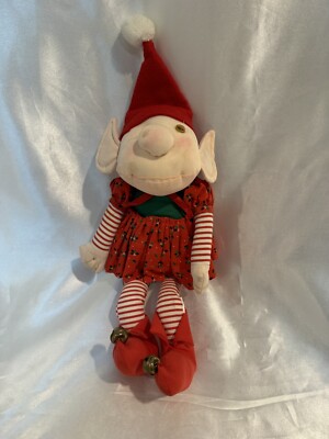 Vintage Christmas Plush Elf Hanging Doll Holiday | eBay