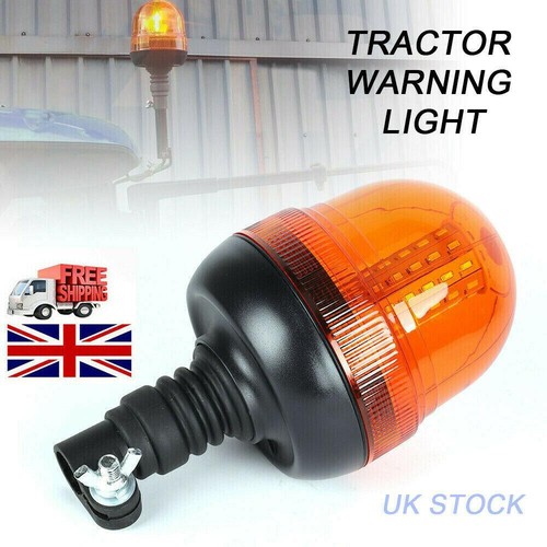 Rotating Flashing Amber Beacon Flexible DIN Pole Mount Tractor Warning ...