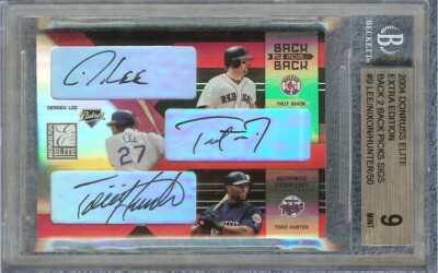 LEE/NIXON/HUNTER 2004 DONRUSS ELITE EXTRA ED. BACK 2 BACK PICKS SIGS ...