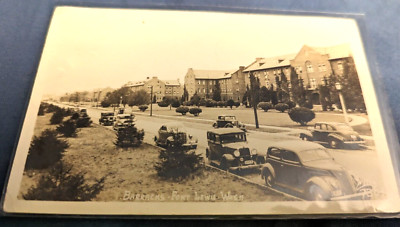 Rare RPPC Postcard "Barracks Fort Lewis Washington" 1943 11 Cars/ Ellis ...