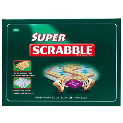 Super Scrabble - Deluxe Edition with Oversized Game Board & Tiles ...