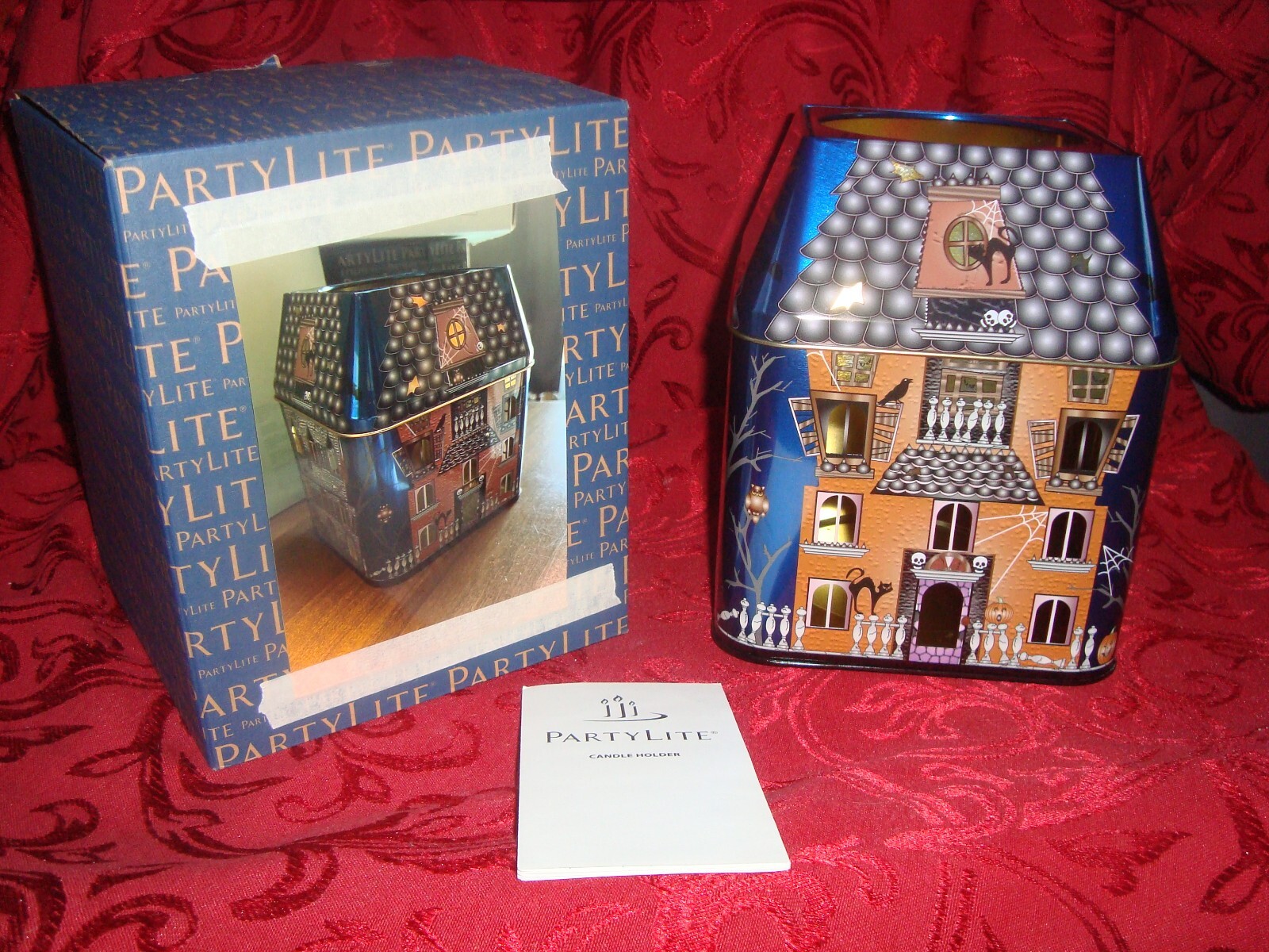 Partylite Halloween Tin SPOOKY HOUSE 3 Wick Jar Candle Holder Item ...
