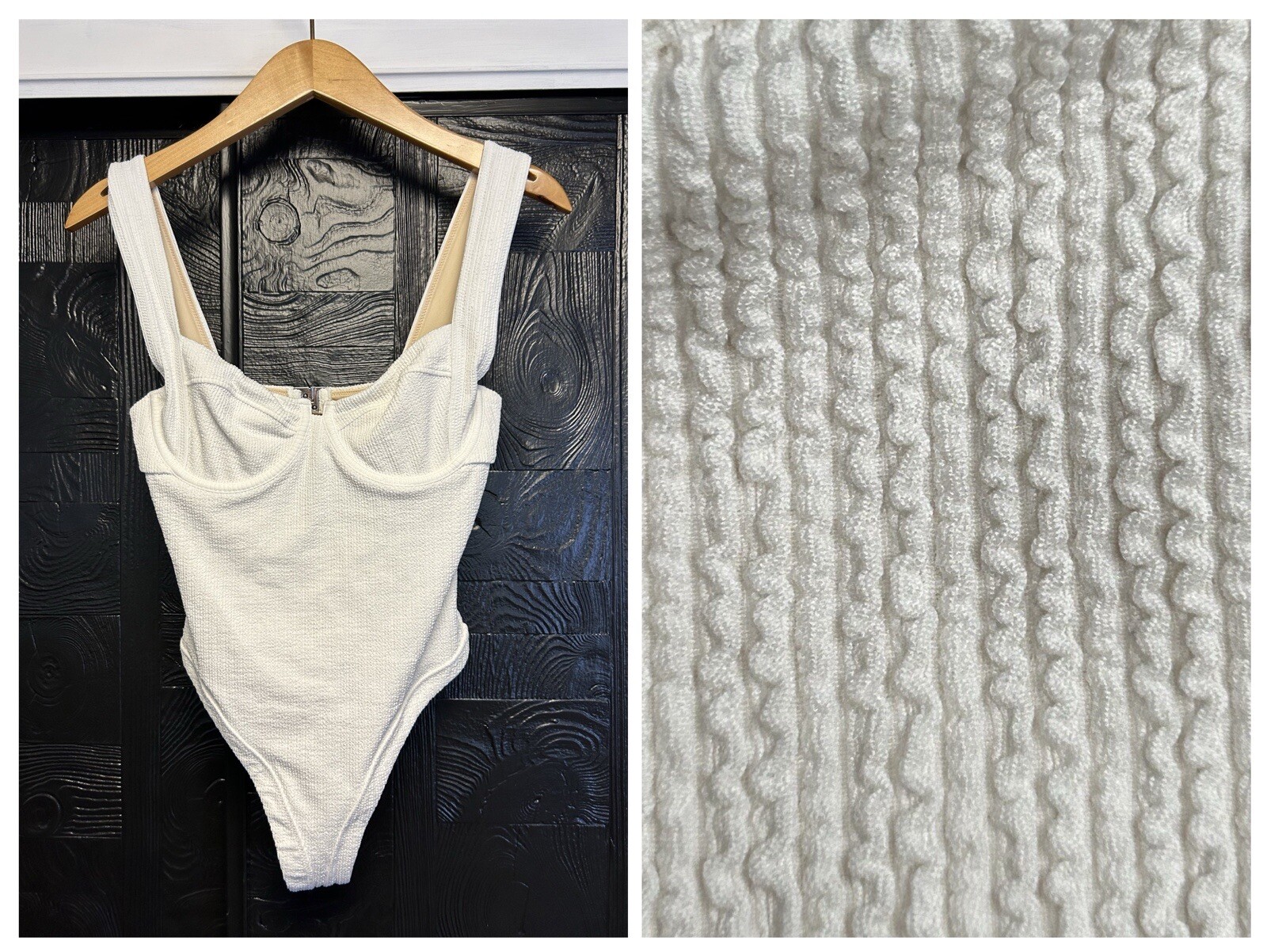 Wanderlust Swimsuit White Ribbed Size Medium One Piec… - Gem