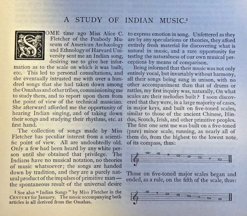 1894 Native American Alice C. Fletcher Peabody Museum Music Omaha ...